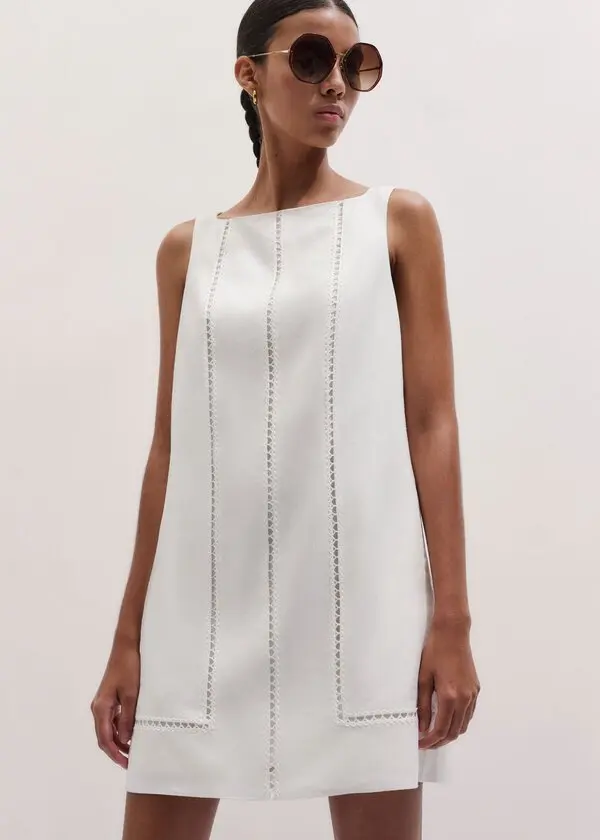 ME+EM Crease-less Linen Stitch Detail Mini Shift Dress