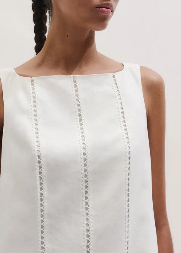 ME+EM Crease-less Linen Stitch Detail Mini Shift Dress