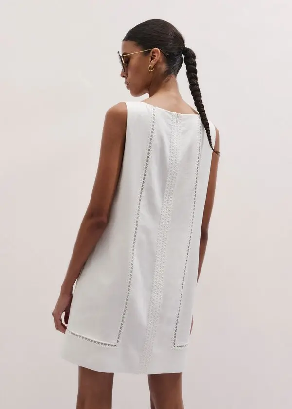 ME+EM Crease-less Linen Stitch Detail Mini Shift Dress
