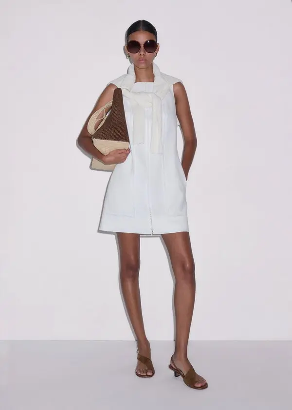 ME+EM Crease-less Linen Stitch Detail Mini Shift Dress