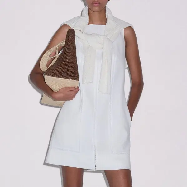 ME+EM Crease-less Linen Stitch Detail Mini Shift Dress