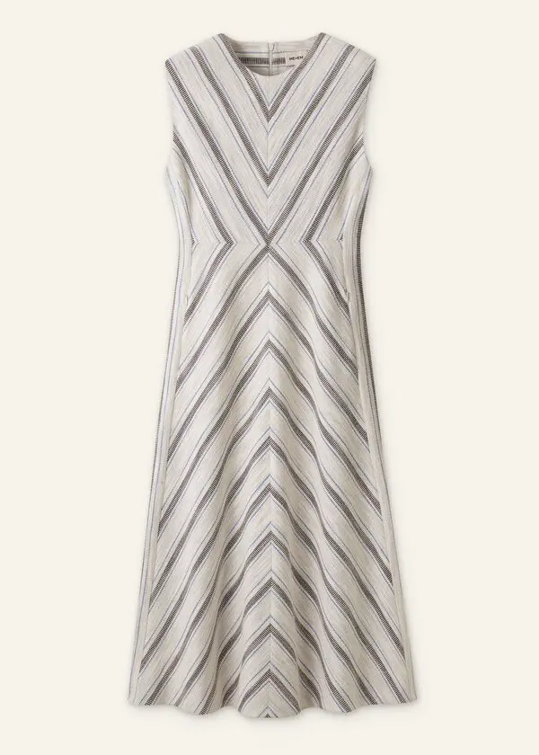 ME+EM Textured Stripe Fit And Flare Midi Dress