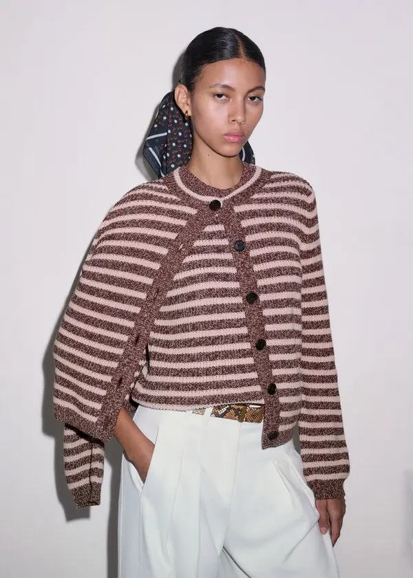 ME+EM Mouliné Stripe Straight Knit Tee - Cinnamon Multi