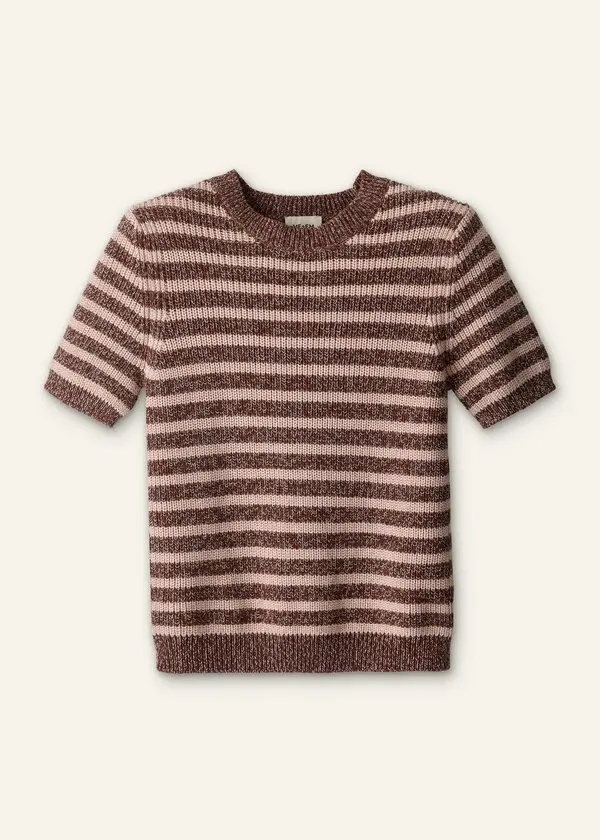 ME+EM Mouliné Stripe Straight Knit Tee - Cinnamon Multi
