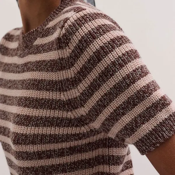 ME+EM Mouliné Stripe Straight Knit Tee - Cinnamon Multi