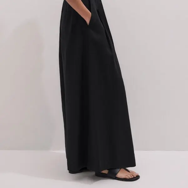 ME+EM Crease-less Linen Culotte Jumpsuit With Belt - Black