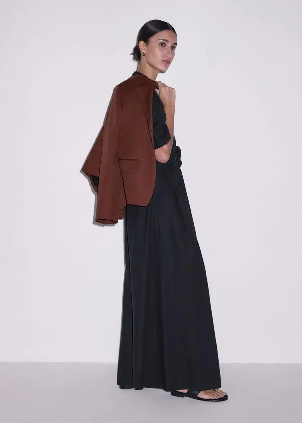 ME+EM Crease-less Linen Culotte Jumpsuit With Belt - Black