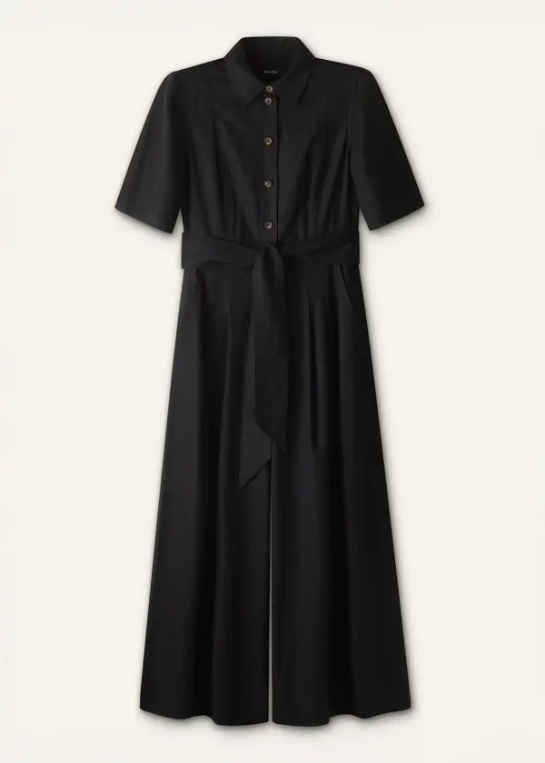 ME+EM Crease-less Linen Culotte Jumpsuit With Belt - Black