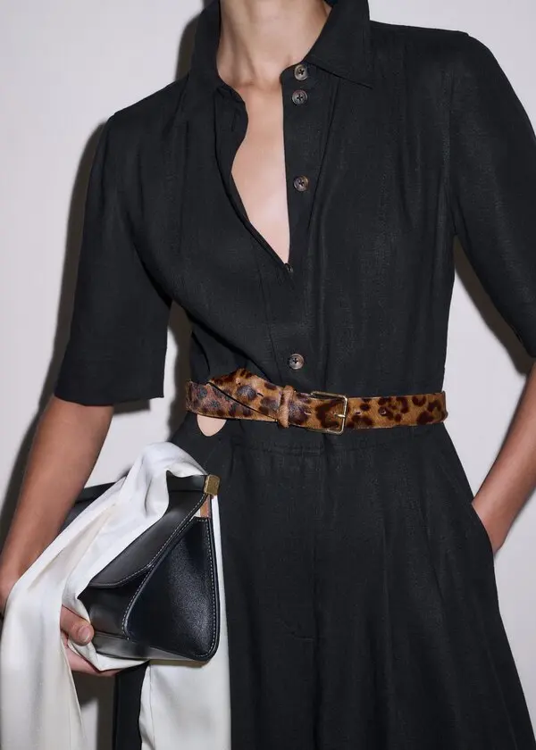 ME+EM Crease-less Linen Culotte Jumpsuit With Belt - Black