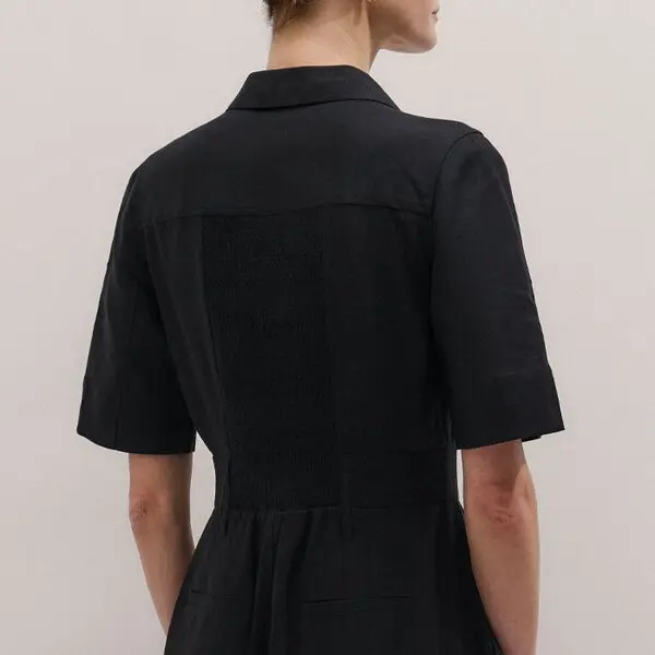 ME+EM Crease-less Linen Culotte Jumpsuit With Belt - Black