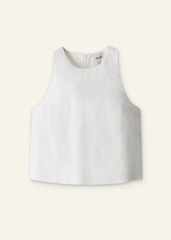 ME+EM Crease-less Linen Crop Shell Top - Soft White