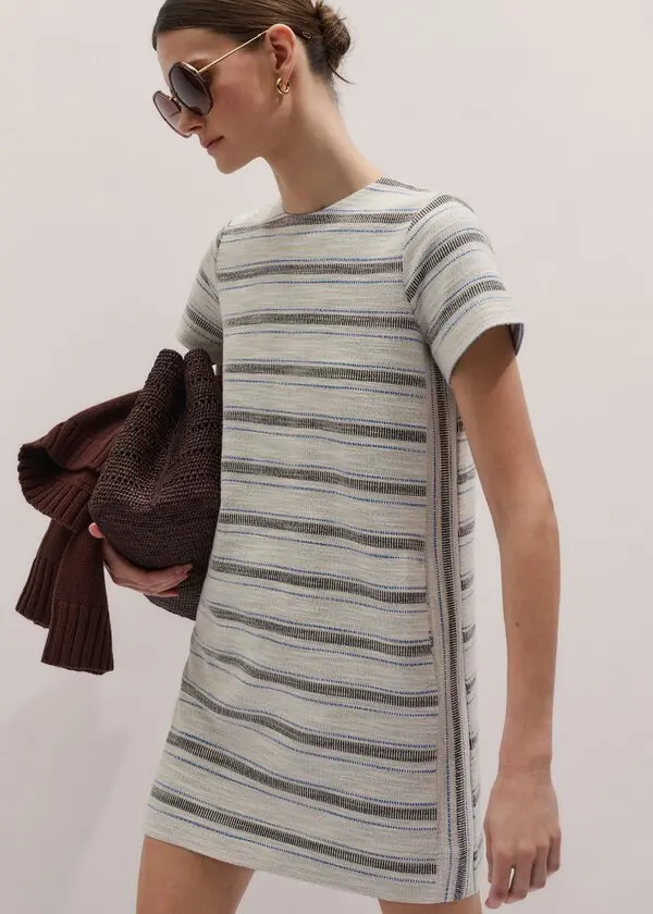 ME+EM Textured Stripe Mini Dress