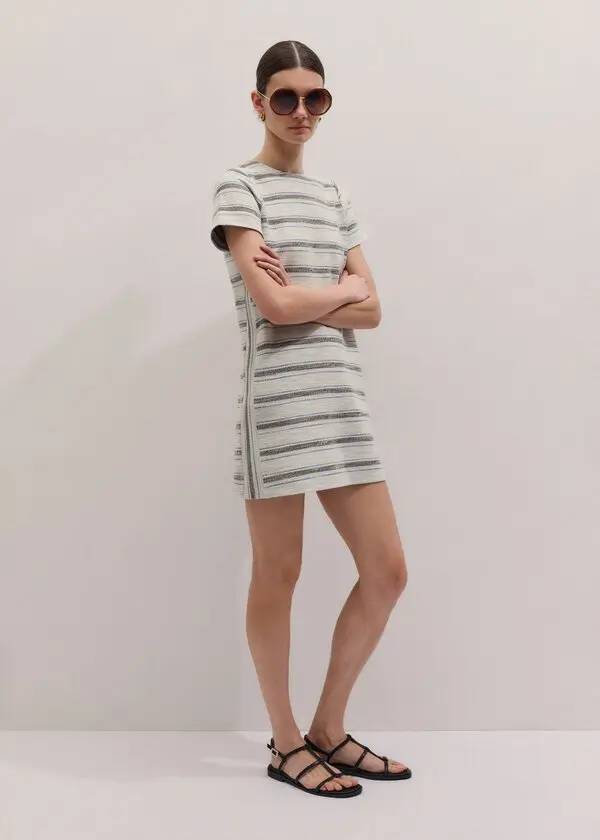 ME+EM Textured Stripe Mini Dress