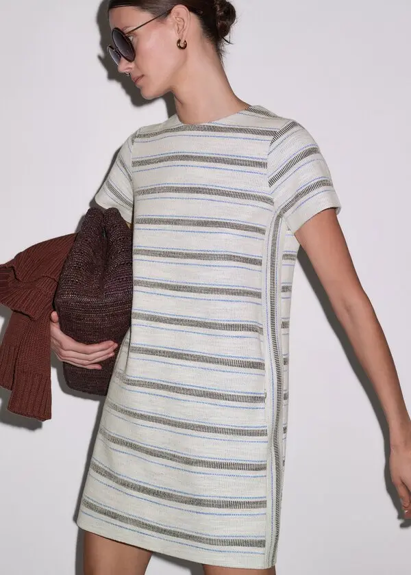 ME+EM Textured Stripe Mini Dress