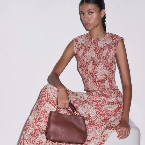 ME+EM Silk Cotton Botanical Print Full Length Skirt