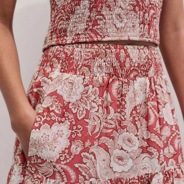 ME+EM Silk Cotton Botanical Print Full Length Skirt