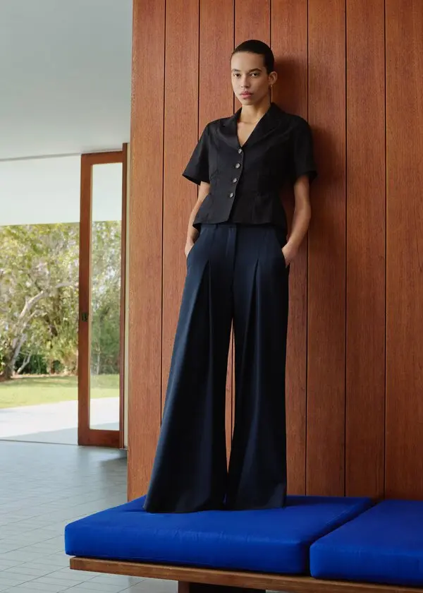 ME+EM Crease-less Linen Top With Shirred Waist