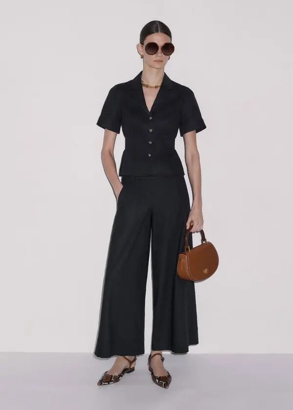 ME+EM Crease-less Linen Top With Shirred Waist