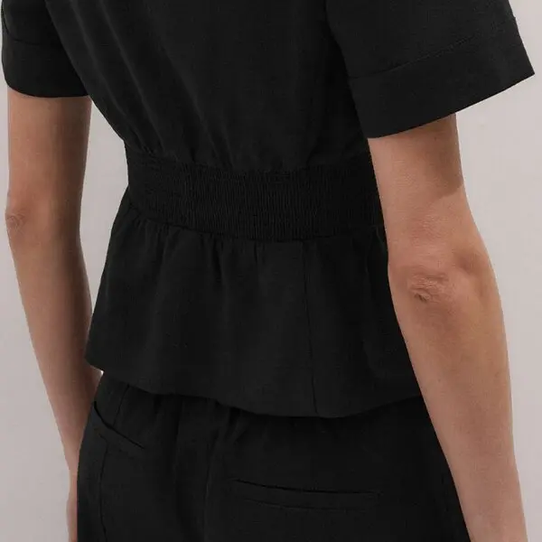 ME+EM Crease-less Linen Top With Shirred Waist