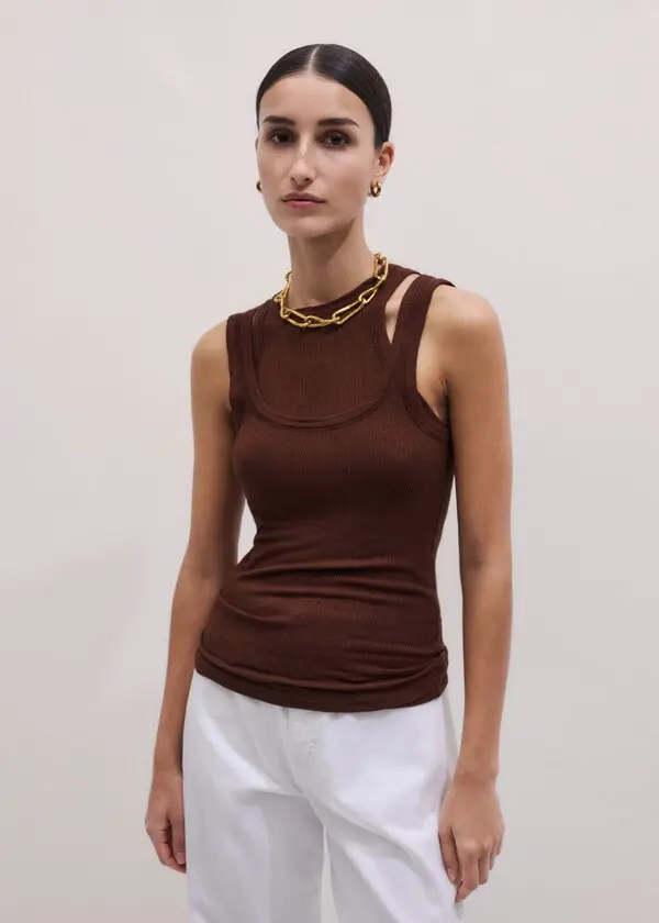 ME+EM Slim Vest Set - Cinnamon Brown