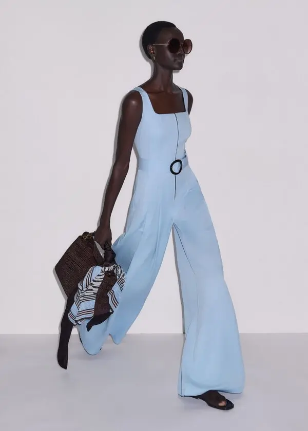 ME+EM Tailored Wide-leg Jumpsuit With Belt - Sky Blue