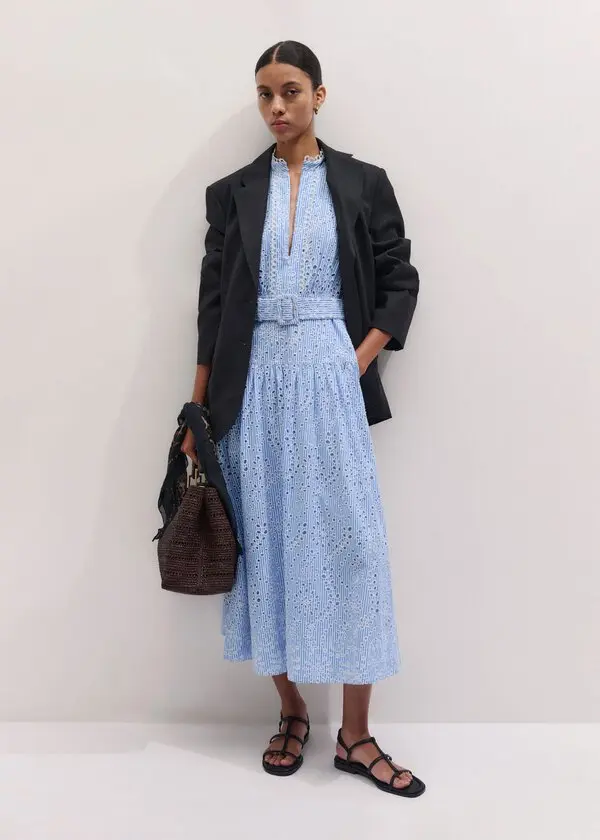 ME+EM Broderie Anglaise Maxi Dress With Belt