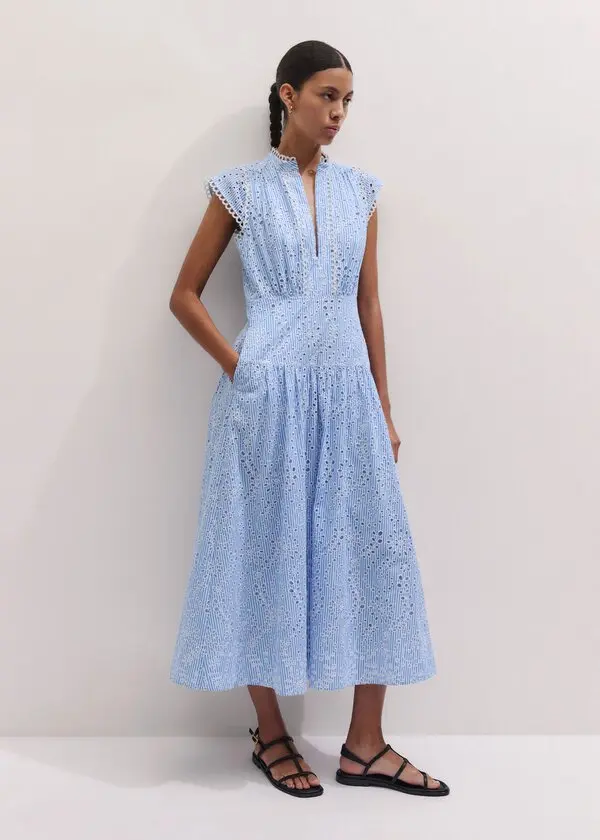 ME+EM Broderie Anglaise Maxi Dress With Belt