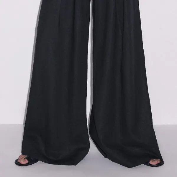 ME+EM Crease-less Linen Wide Leg Jumpsuit - Black