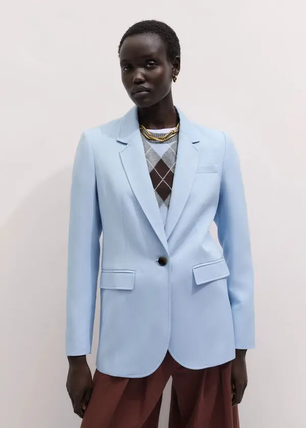 ME+EM Sharp Shoulder Blazer - Sky Blue