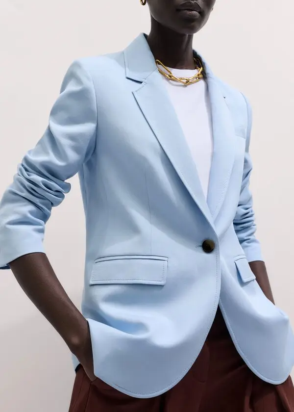 ME+EM Sharp Shoulder Blazer - Sky Blue