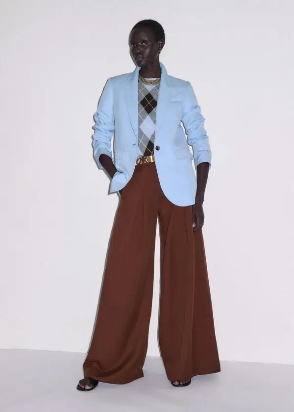 ME+EM Sharp Shoulder Blazer - Sky Blue