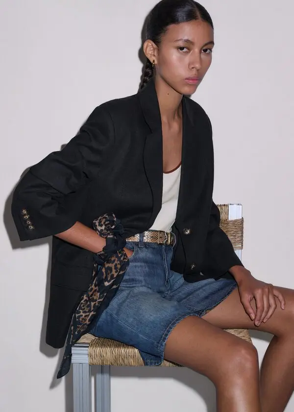 ME+EM Crease-less Linen Deconstructed Lightweight Blazer - Black