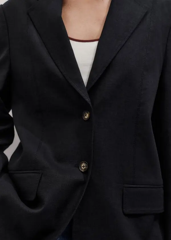 ME+EM Crease-less Linen Deconstructed Lightweight Blazer - Black