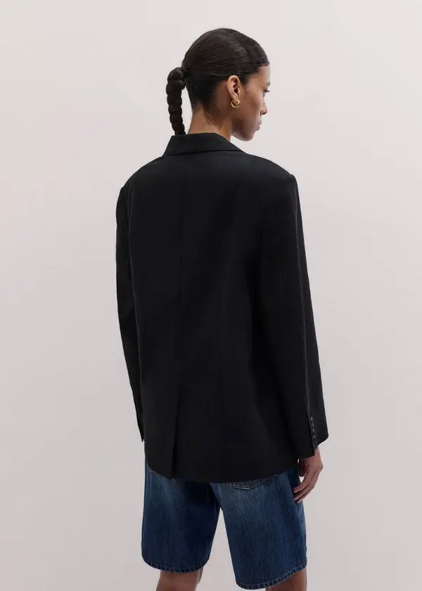 ME+EM Crease-less Linen Deconstructed Lightweight Blazer - Black