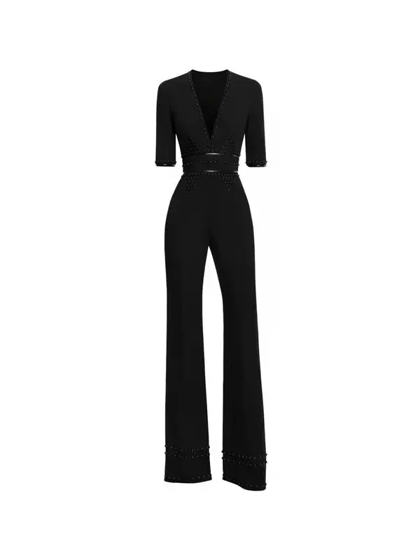 Elie Saab Stud-embellishment Jumpsuit - Black