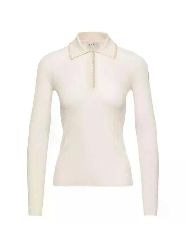 Moncler Ribbed Knit Polo Top