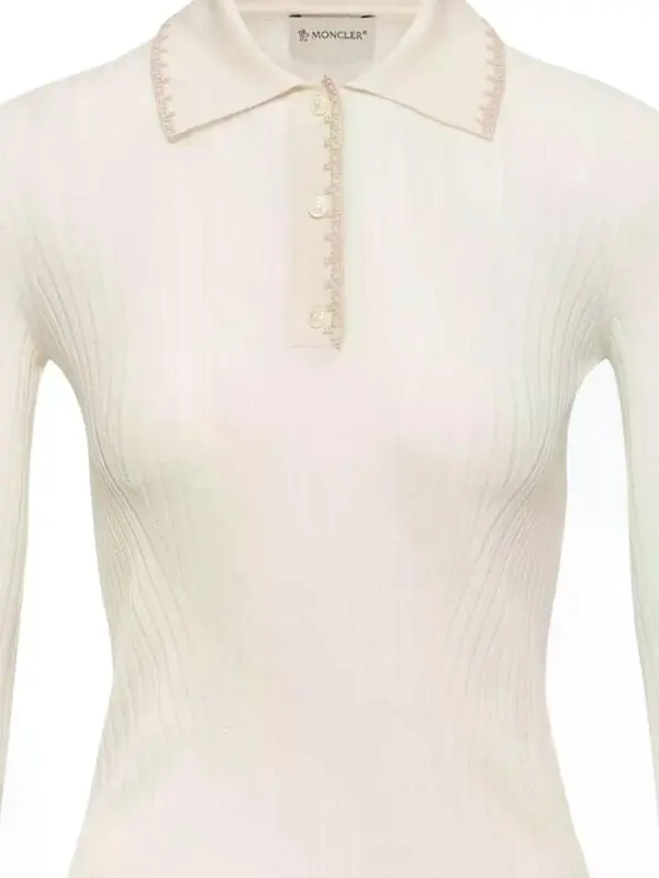 Moncler Ribbed Knit Polo Top