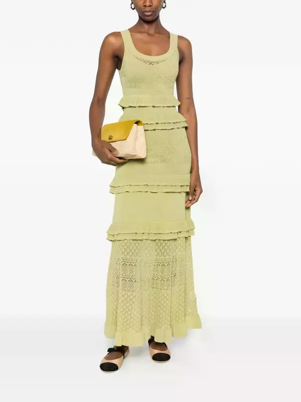 Sandro Ruffled Knit Maxi Dress