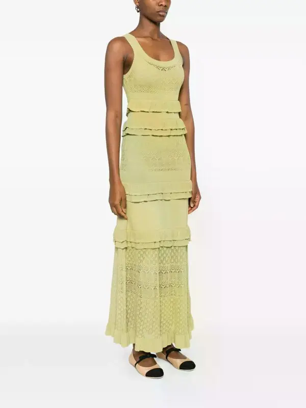 Sandro Ruffled Knit Maxi Dress
