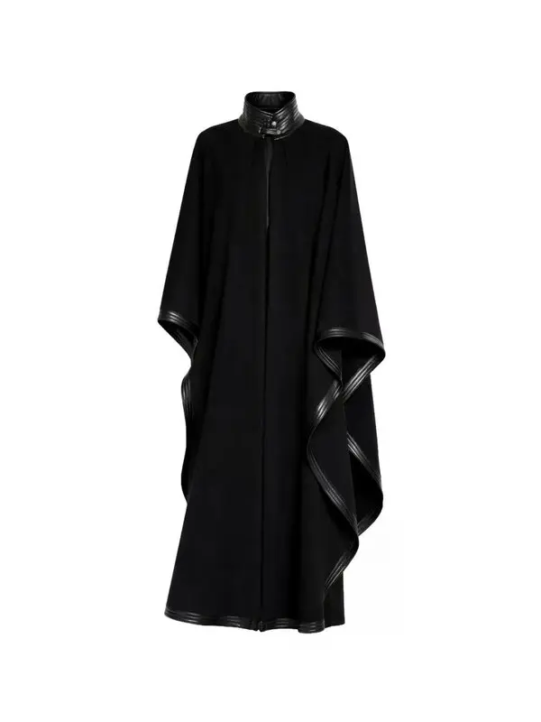 Elie Saab Leather-trim Cape - Black