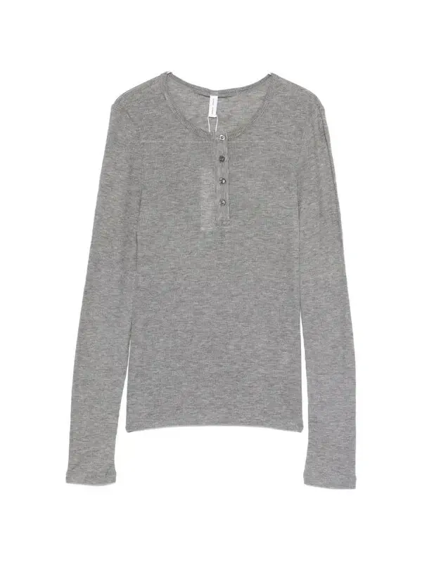 SAMSOE SAMSOE Buttoned Long-sleeve Top - Grey