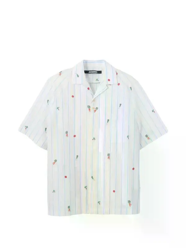 Jacquemus Striped Embroidered Shirt - White