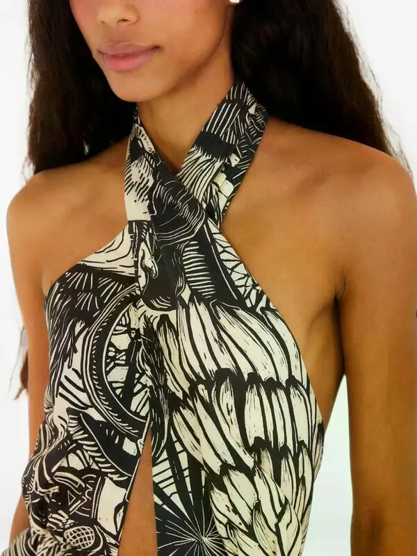 Farm Rio Graphic-print Embroidered Dress