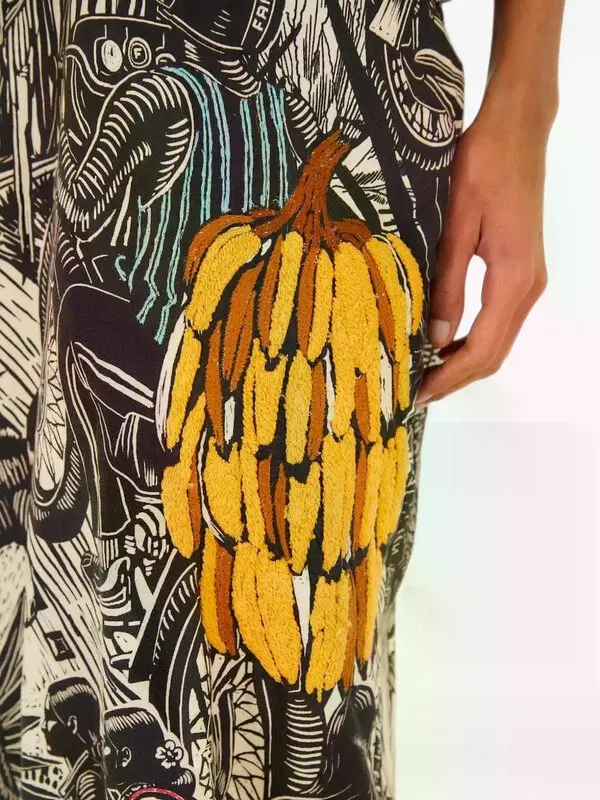 Farm Rio Graphic-print Embroidered Dress