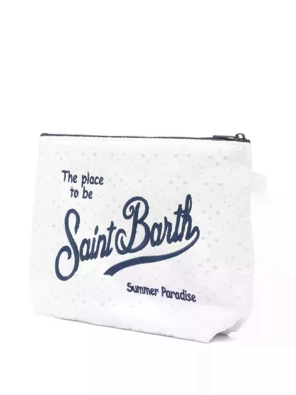MC2 SAINT BARTH Floral Embroidered Clutch - White