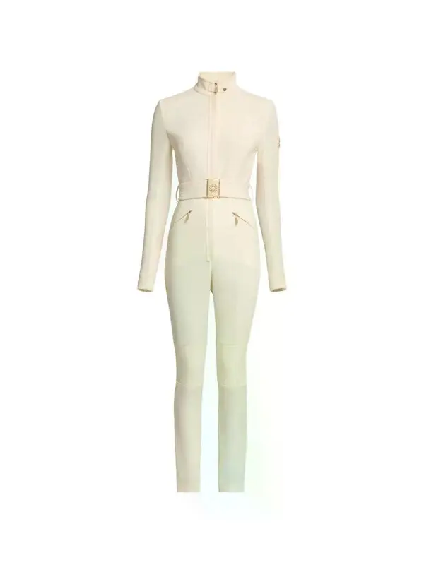 Elie Saab Turtleneck Belted Jumpsuit - Neutrals