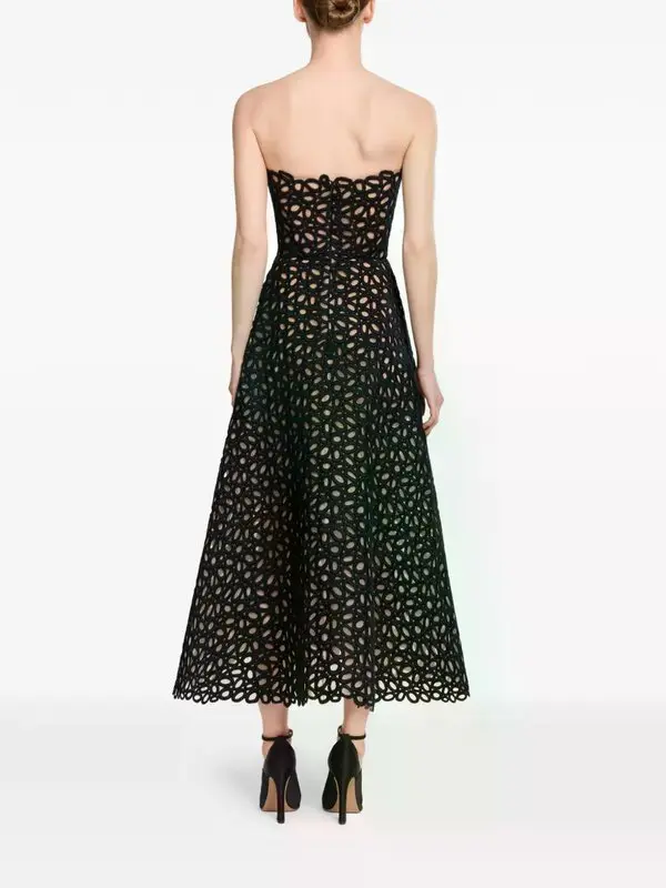black strapless a line midi dress Amariah | Black Bandeau Midi Dress With Scarf-Detail