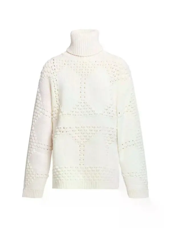 Elie Saab Ribbed-knit Turtleneck Sweater - White