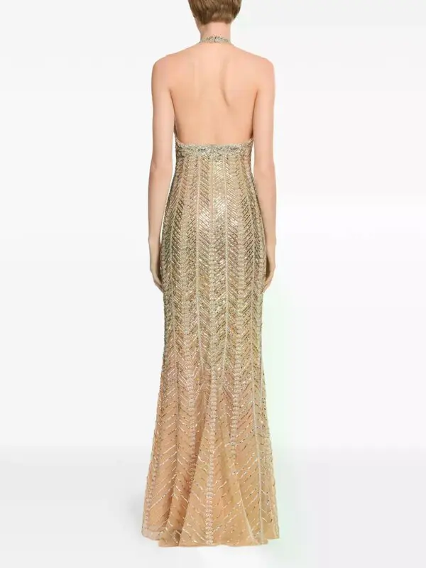 Elie Saab Bead-embroidered Maxi Dress - Neutrals