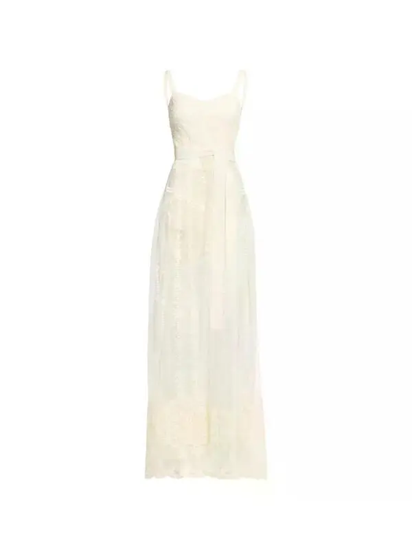 Elie Saab Sleeveless Tulle Maxi Dress - Neutrals